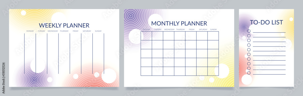 Life planner worksheet design template set. Printable goal setting ...