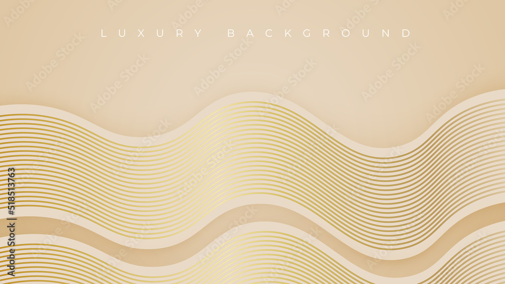 Gold curve lines on pastel color background. Luxury background with ...