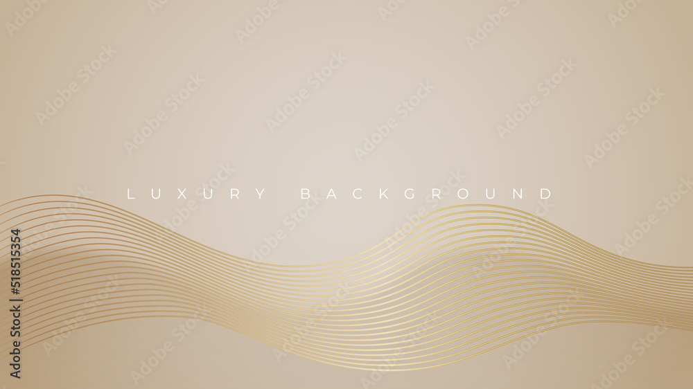 Gold curve lines on pastel color background. Luxury background with ...