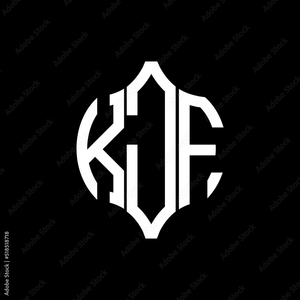 KJF letter logo. KJF best black background vector image. KJF Monogram ...