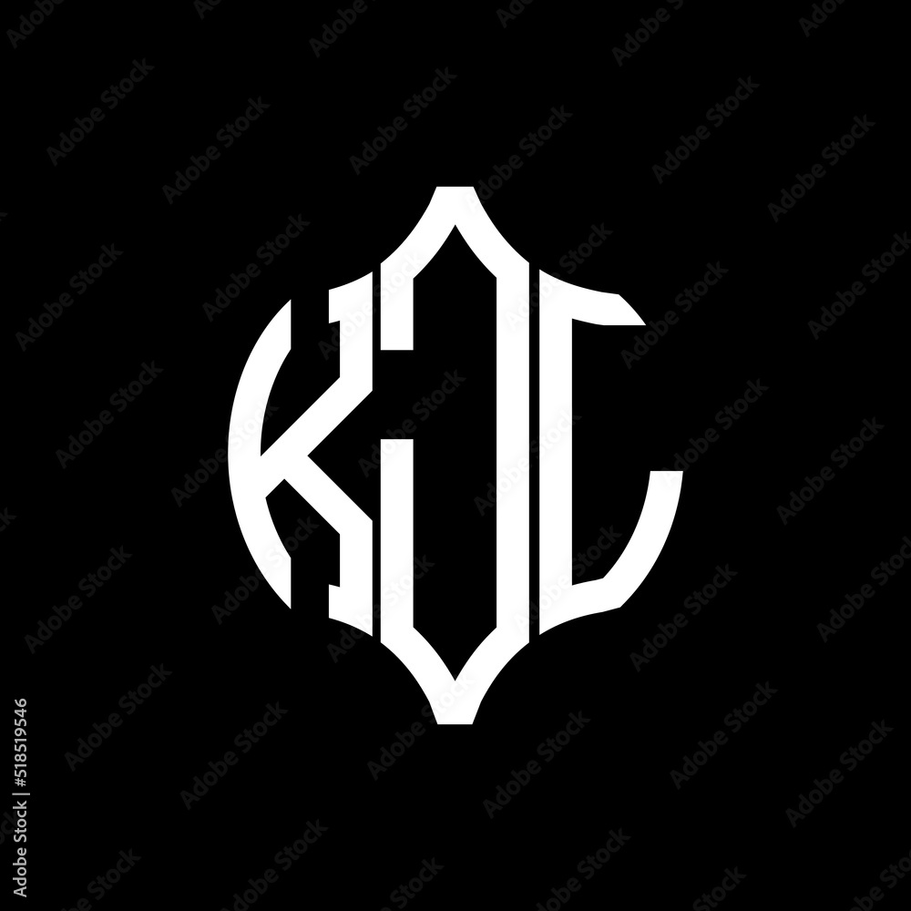 KJL letter logo. KJL best black background vector image. KJL Monogram ...
