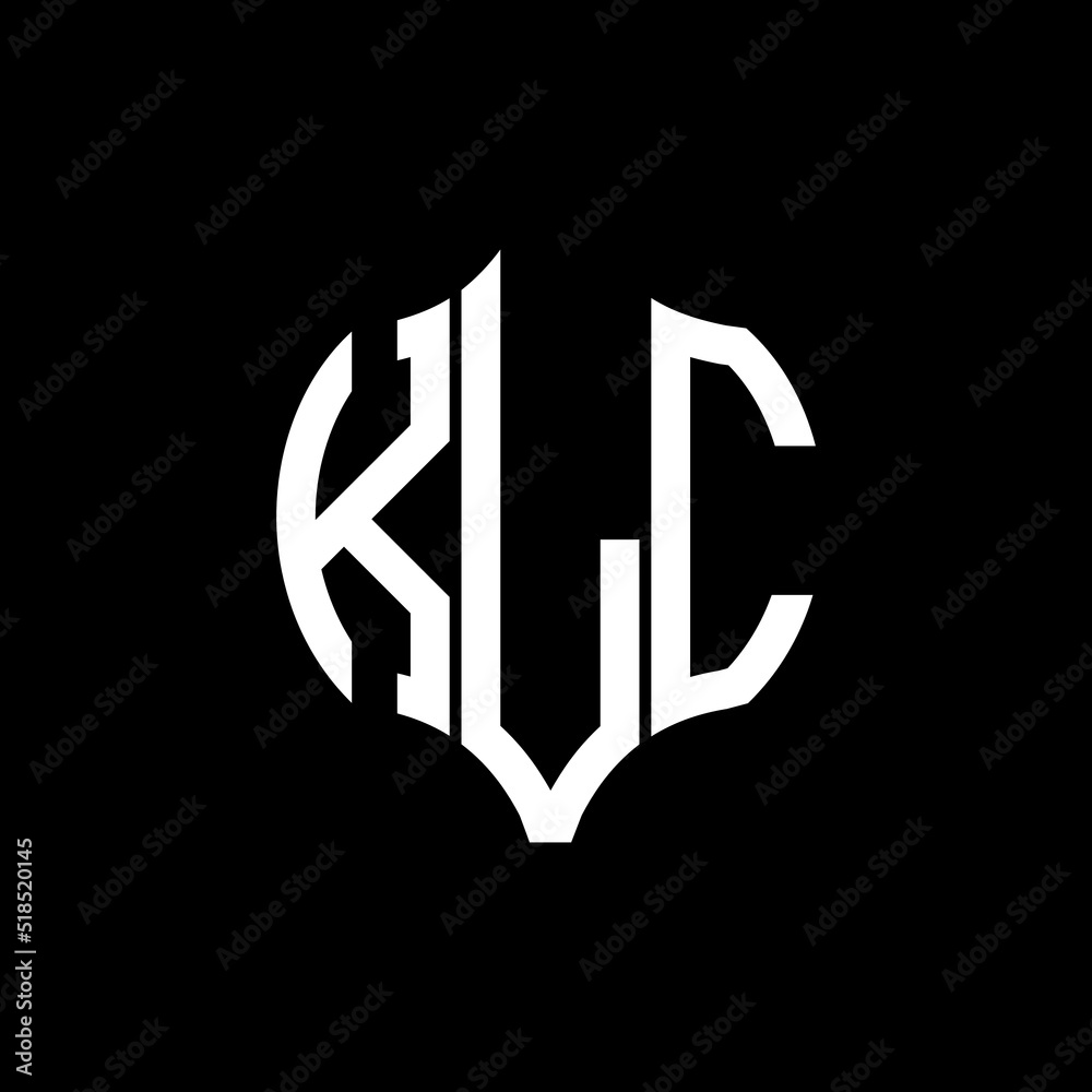 KLC letter logo. KLC best black background vector image. KLC Monogram ...