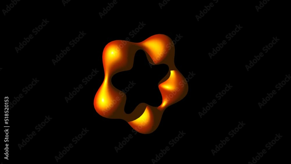 indefinite shape gold texture rotates black background 3d rendering ...