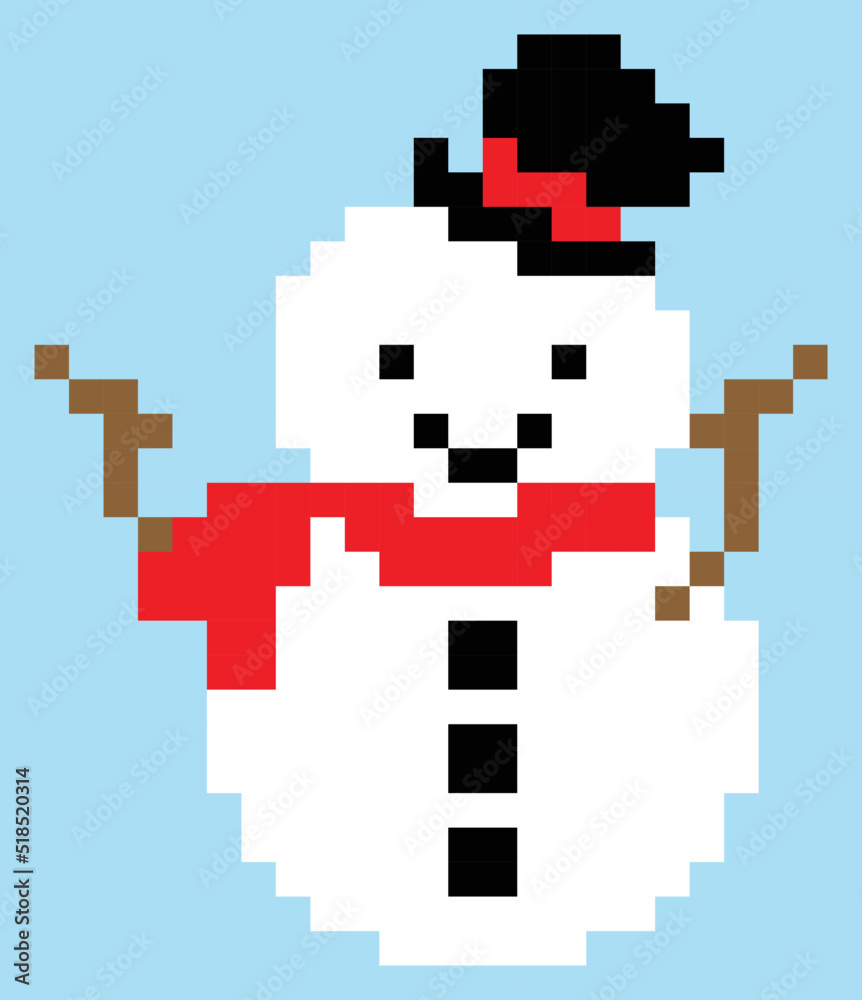 snowman pixel art. vector illustration. Stock Vector | Adobe Stock
