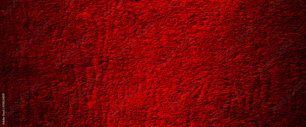 Red wall backdrop background with red faded border and old vintage ...