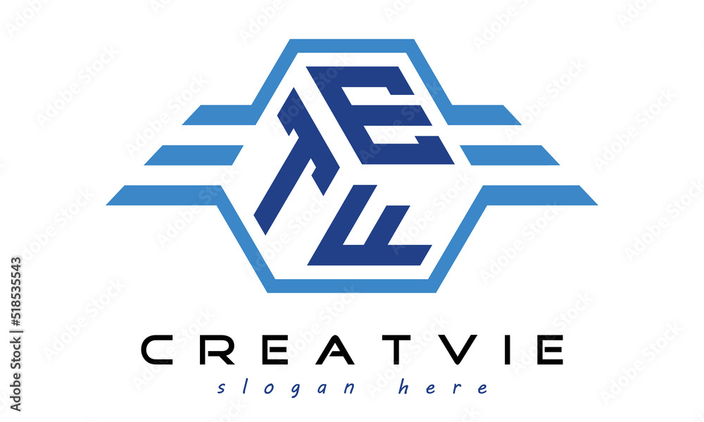 TEF three letter geometrical wings logo design vector template ...
