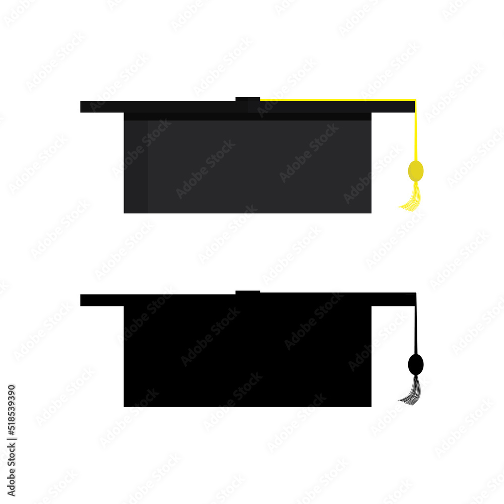 College Graduation Hat. University graduation cap and black silhouette ...