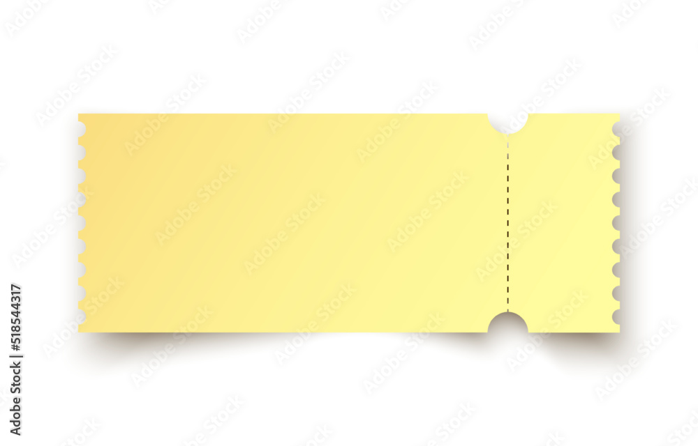 Realistic golden ticket isolated on white background. Mockup gold ...