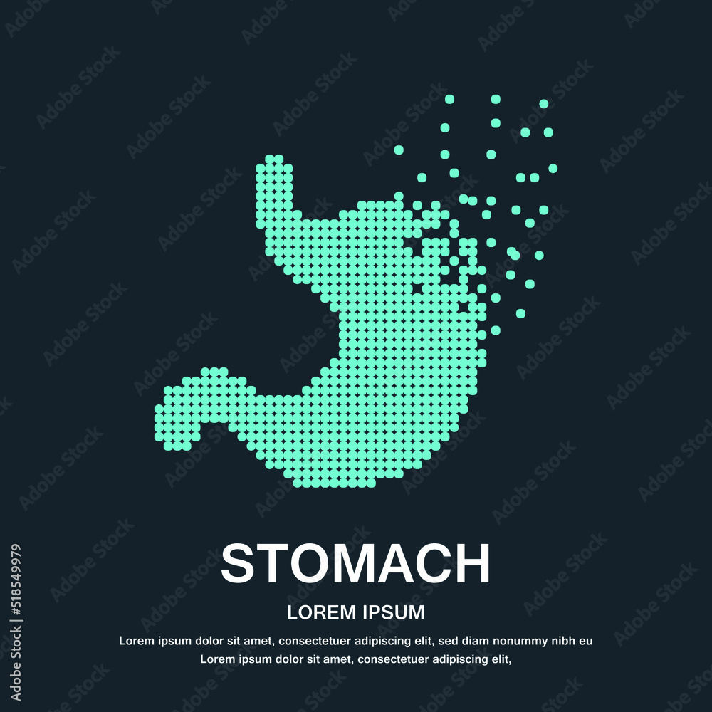 Human stomach medical structure. Pixel art stomach logo design vector ...