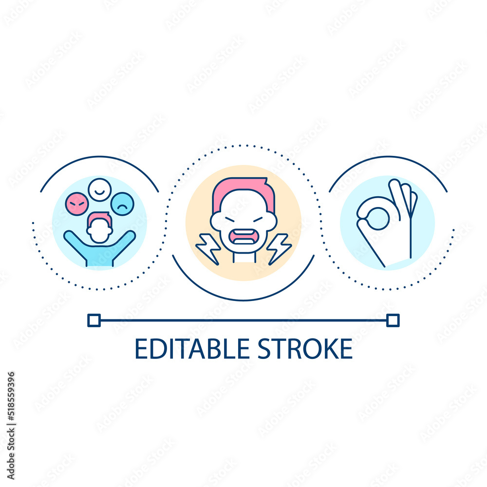 Anger loop concept icon. Emotional state. Accept and admit feelings ...