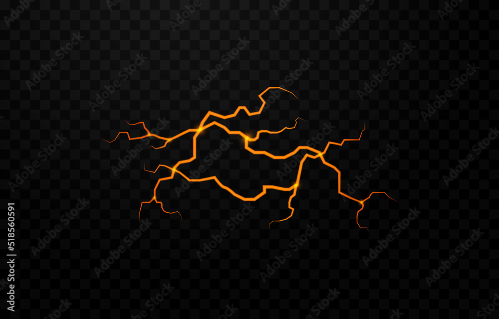 Vector cracked earth with lava PNG. Crack with lava on an isolated ...