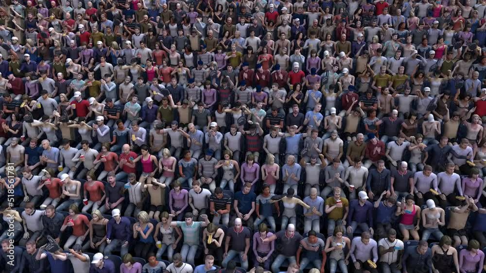 People and Crowd Waving Their Hands in Stadium, 3D Animations Crowd 素材庫 ...