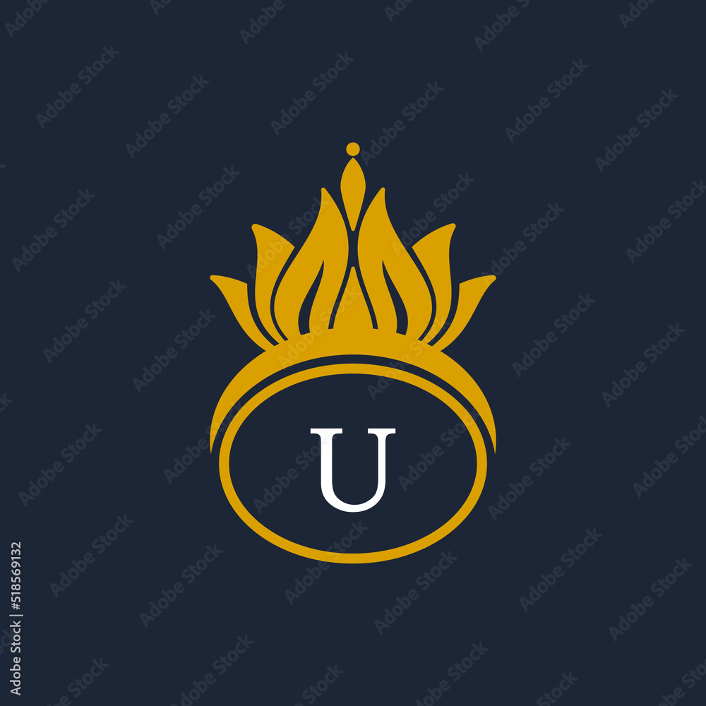 Letter U Crown Logo. Crown Logo on Letter U Vector Template Design ...