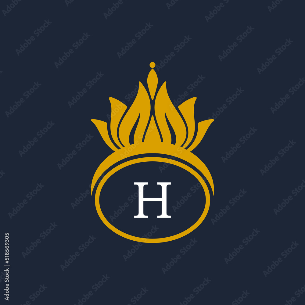 Letter H Crown Logo. Crown Logo on Letter H Vector Template Design ...