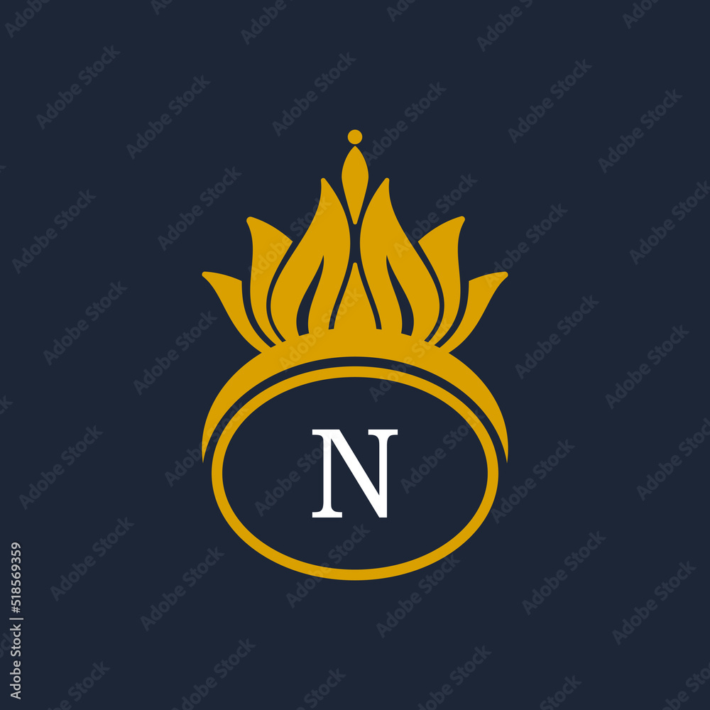 Letter N Crown Logo. Crown Logo on Letter N Vector Template Design ...