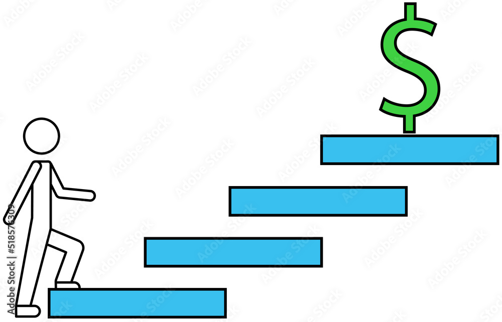 Personal development, businessman moving towards profit, effective ...