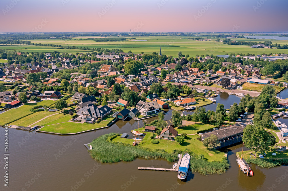 Aerial from the city Langweer in Friesland the Netherlands Stock-Foto ...