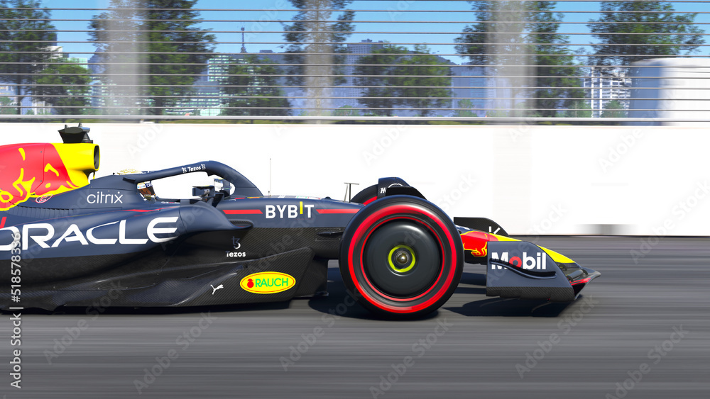 Red Bull F1 car panning 3D illustration, 22 jul, 2022, Sao Paulo ...