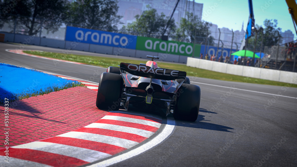 Red Bull F1 car back view 3D illustration, 22 jul, 2022, Sao Paulo ...