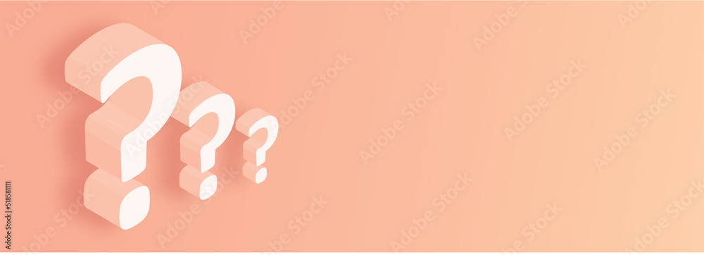 3d illustration of question marks on pink background with copy space ...