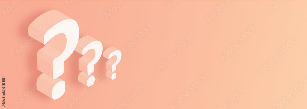3d illustration of question marks on pink background with copy space ...