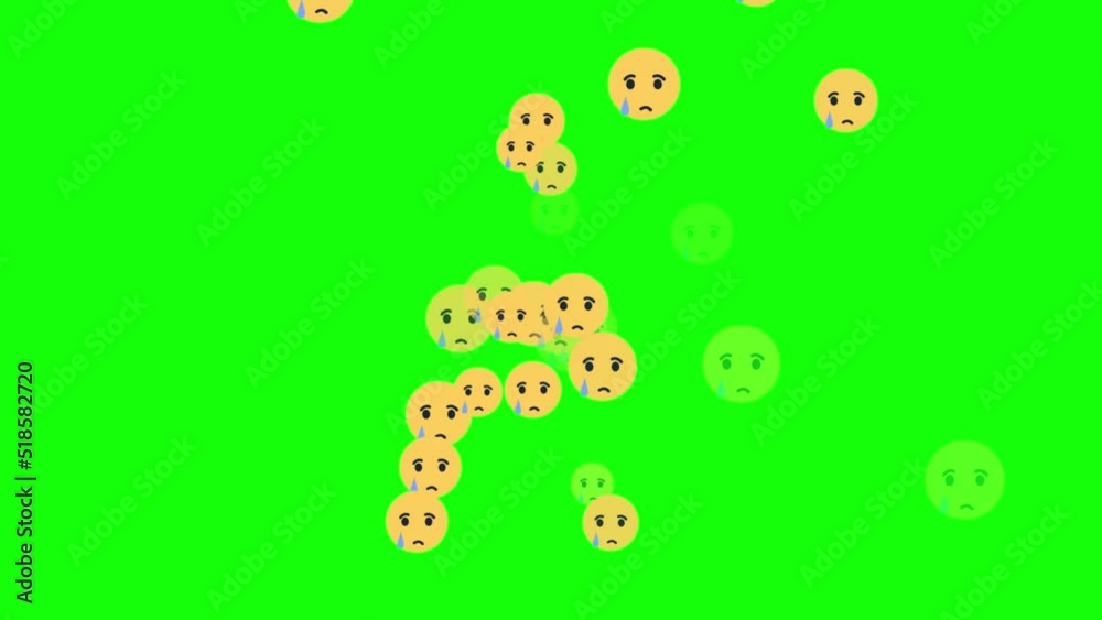 Sad emoji, tear, chroma key greenbox green background for transparent ...