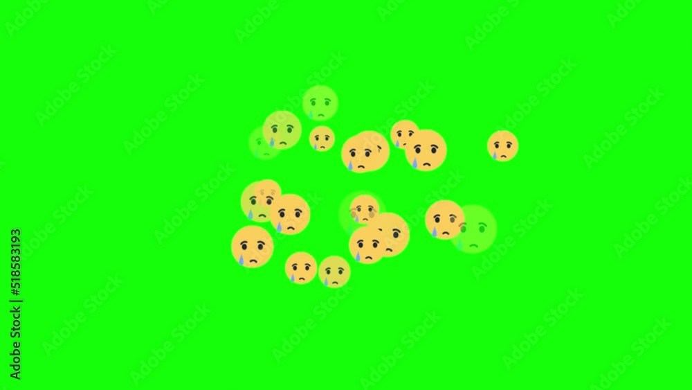 Sad emoji, tear, chroma key greenbox green background for transparent ...