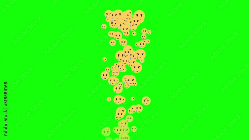 Sad emoji, tear, chroma key greenbox green background for transparent ...