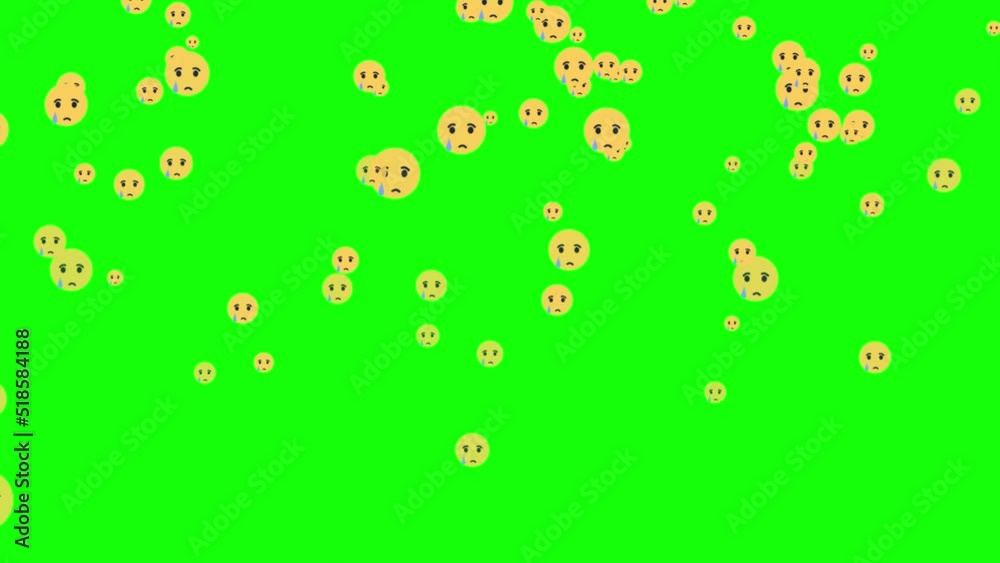 Sad emoji, tear, chroma key greenbox green background for transparent ...