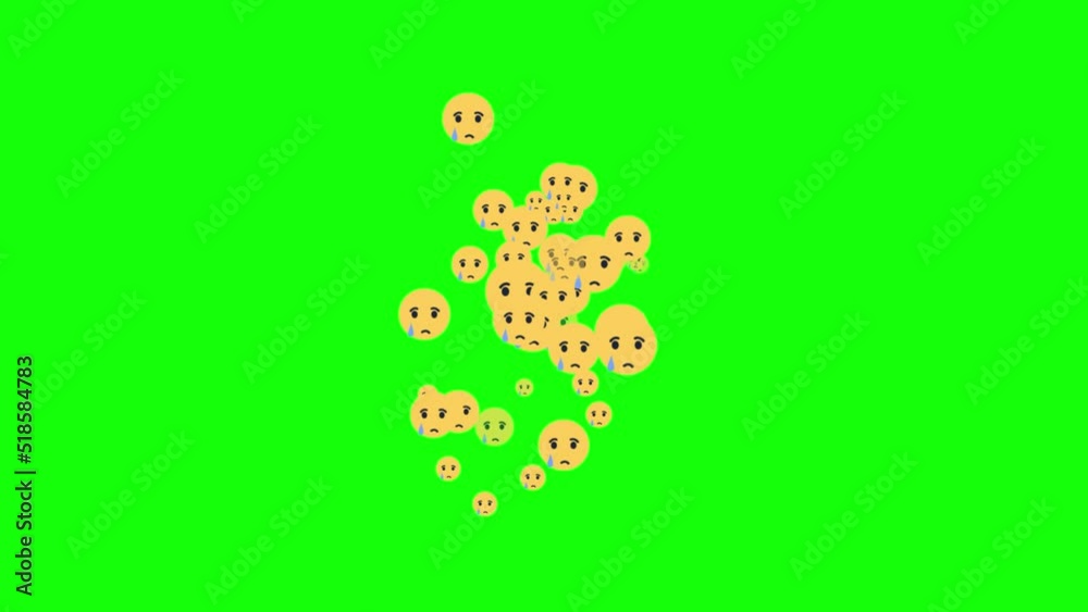 Sad emoji, tear, chroma key greenbox green background for transparent ...