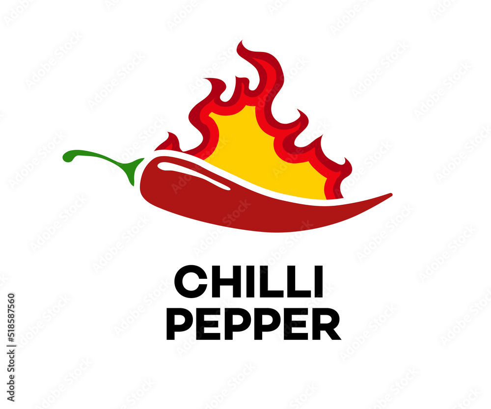 Chilli pepper vector label isolated on background for spicy food menu ...