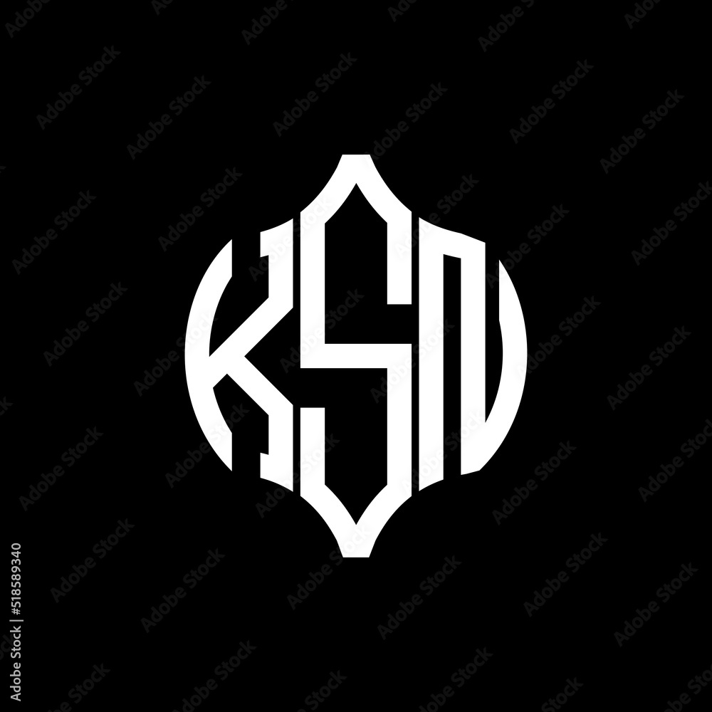 KSN letter logo. KSN best black background vector image. KSN Monogram ...