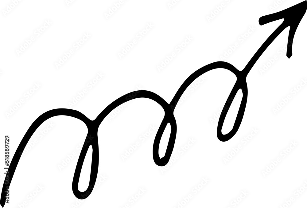 Math arrow, hand-drawn. Hand-drawn doodles illustration. Line art ...