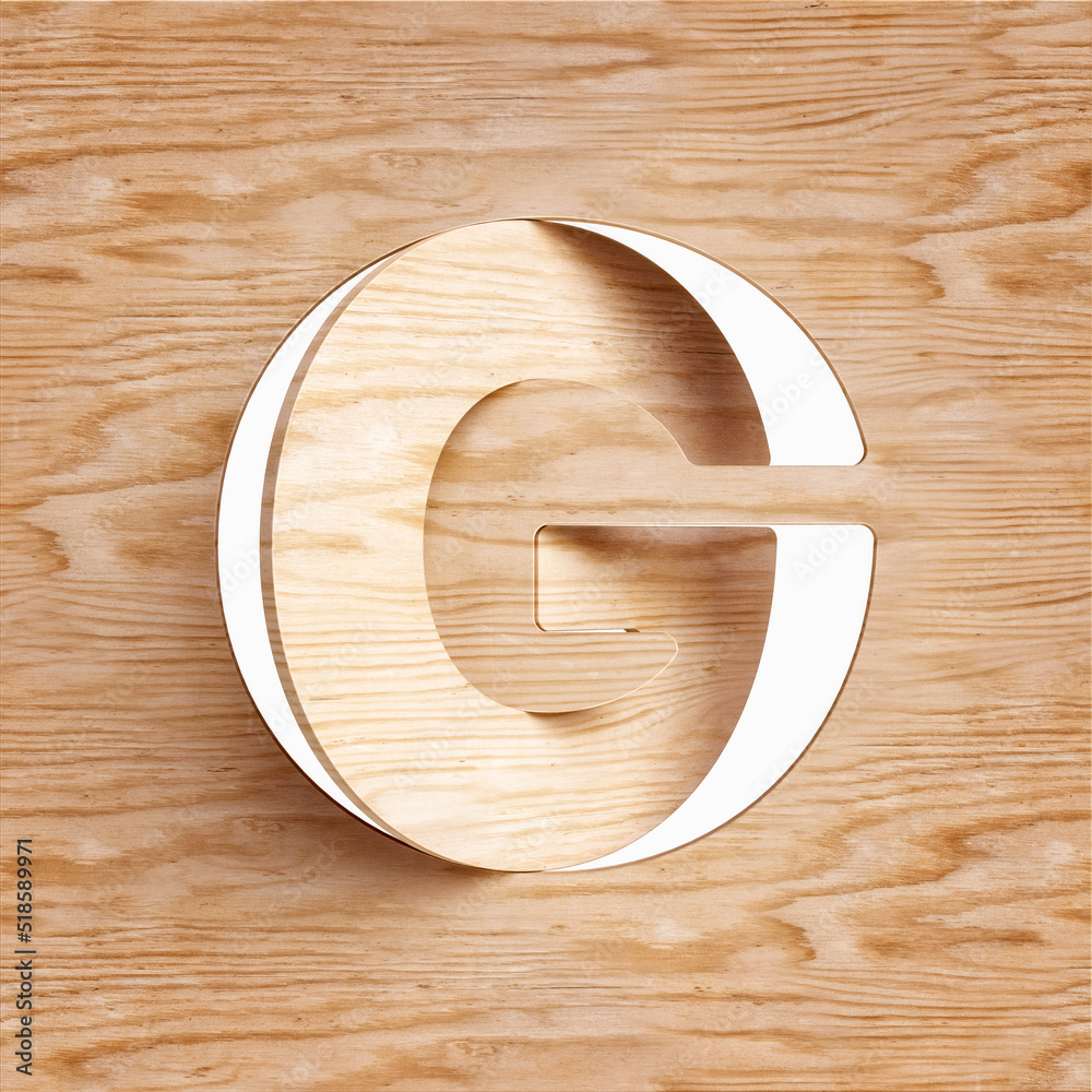 Cnc cut wood typography letter G. Design suitable for rustic, natural ...