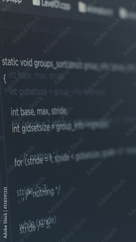 Vertical video Closeup of computer screen of software developer typing ... Vertical video Closeup of computer screen of software developer typing ...