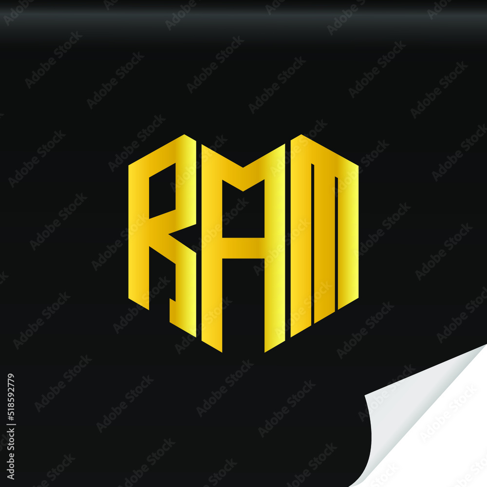 RAM letter luxury logo design on black background. RAM creative ...