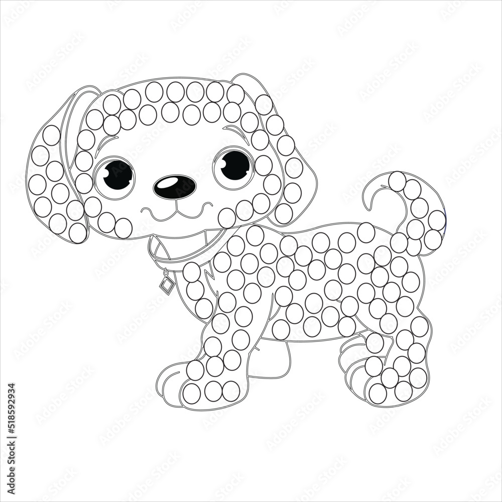 Dot maker activity For kids .Children activity coloring page. cute dog ...