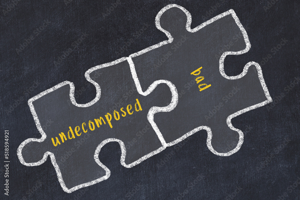 Concept of dealing with troubles. Chalk sketch of connecting puzzles ...