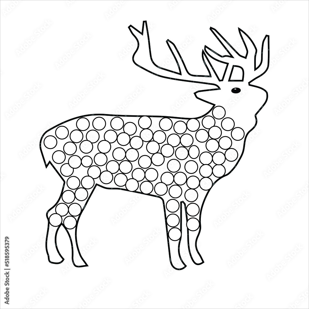 Dot maker activity For kids .Children activity coloring page. deer dot ...