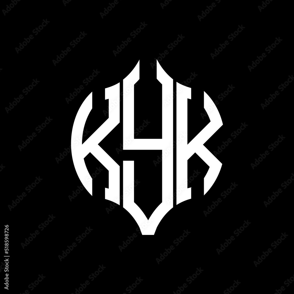 KYK letter logo. KYK best black background vector image. KYK Monogram ...