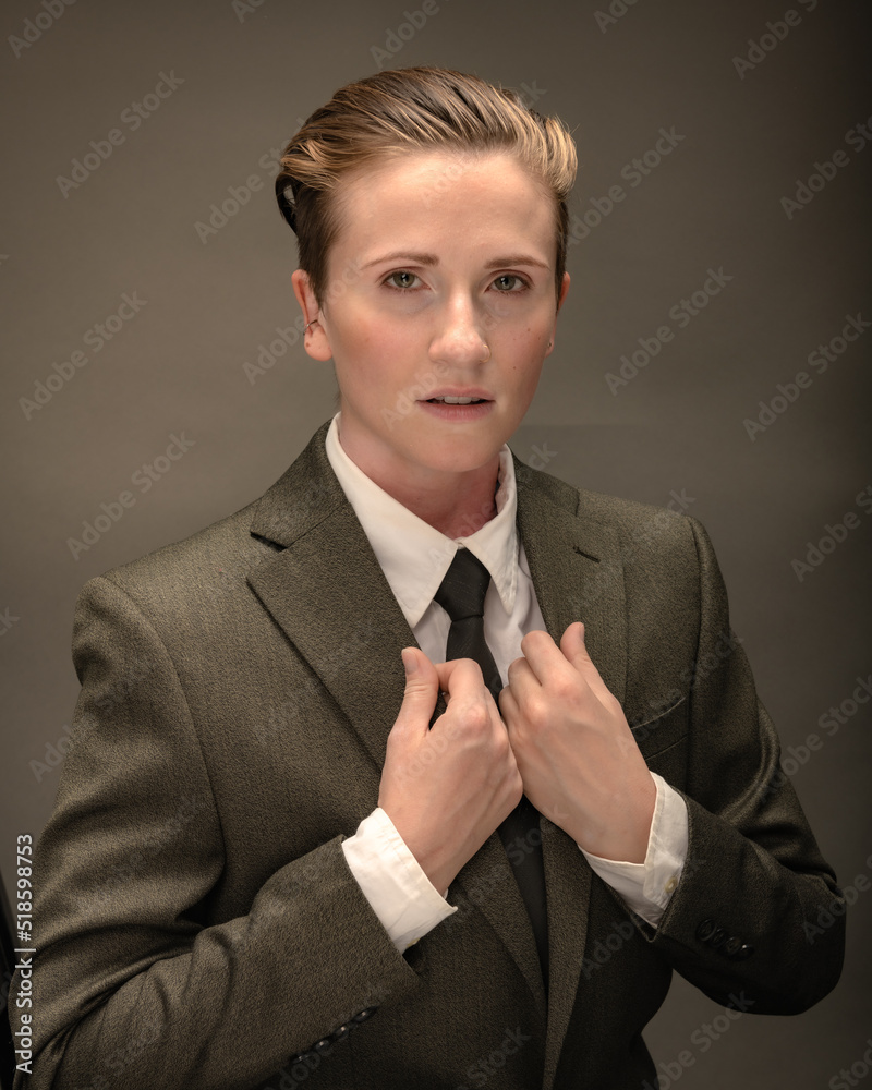 Young, attractive, gender non-binary, Los Angeles citizen poses in ...