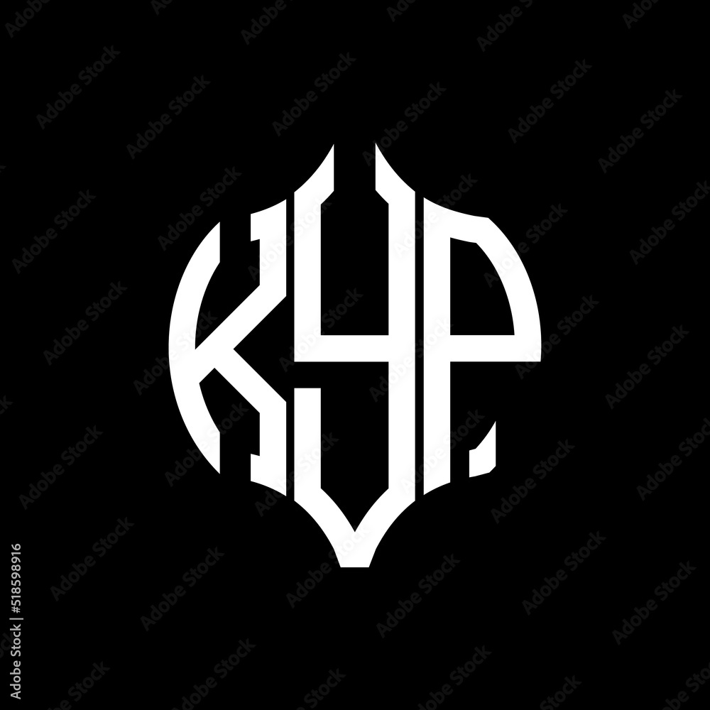 KYP letter logo. KYP best black background vector image. KYP Monogram ...