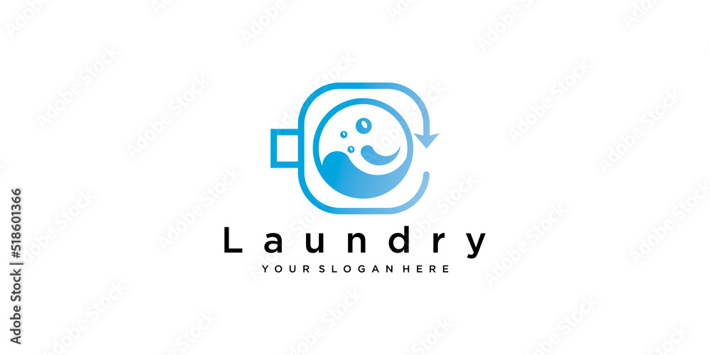 Laundry washing machine logo with for your laundry business Premium ...