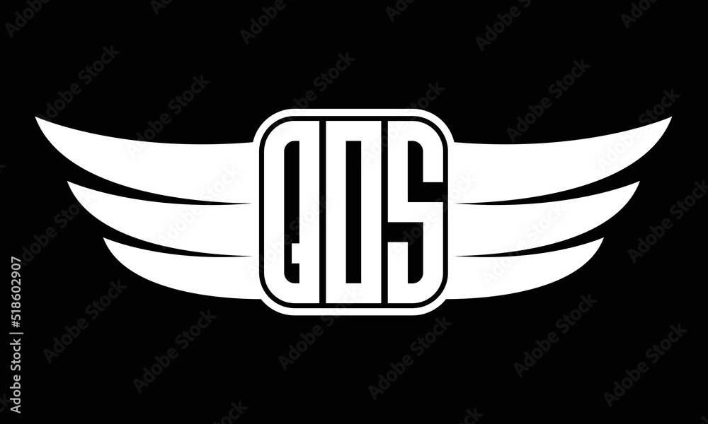 QOS three Letter Wings Flying Initial wing symbol minimalist creative ...