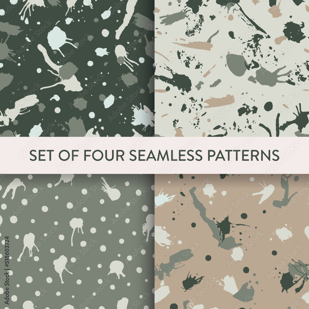 Abstract camouflage pattern set in neutral colors. Vector illustration ...