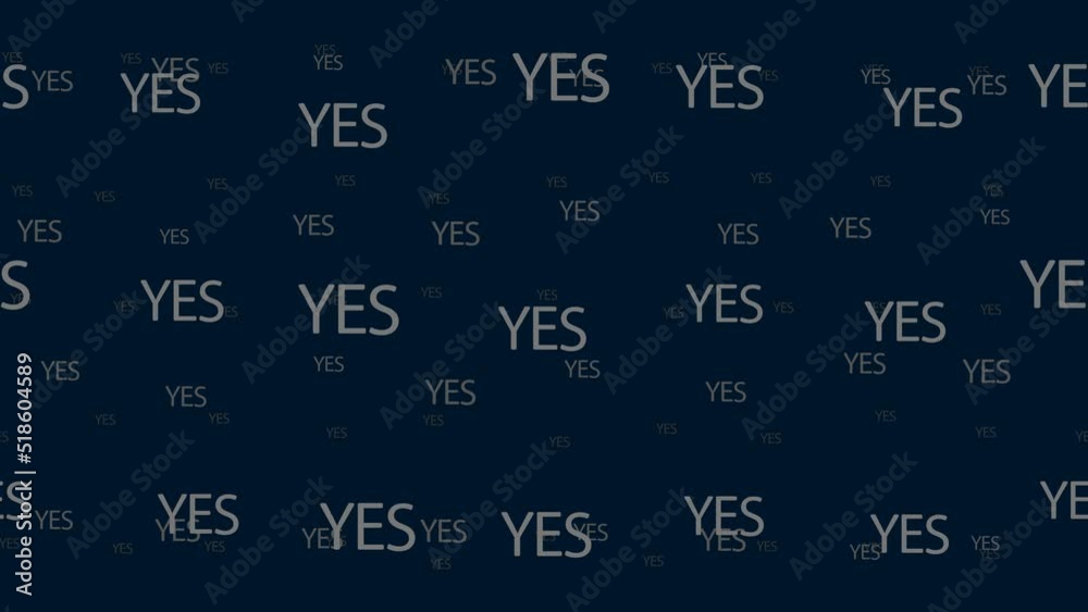 Yes symbols float horizontally from left to right. Parallax fly effect. Floating symbols are ...