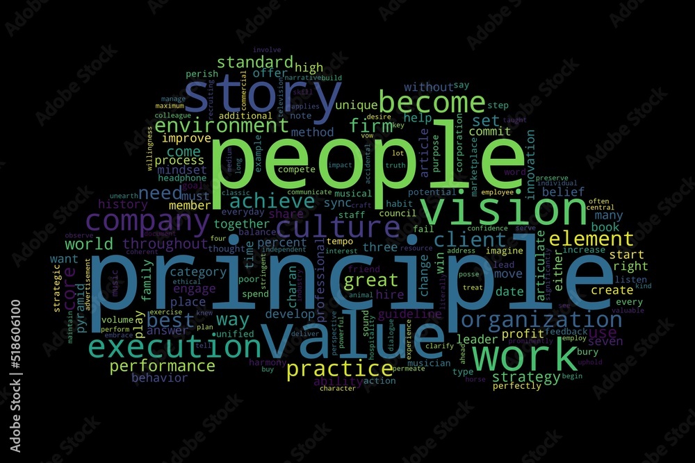 Word cloud of principle concept on black background Stock Illustration ...