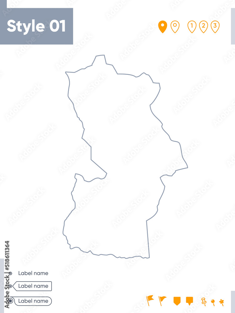 Fototapeta mapa świata dla dzieci Khovd, Mongolia - stroke map isolated ...