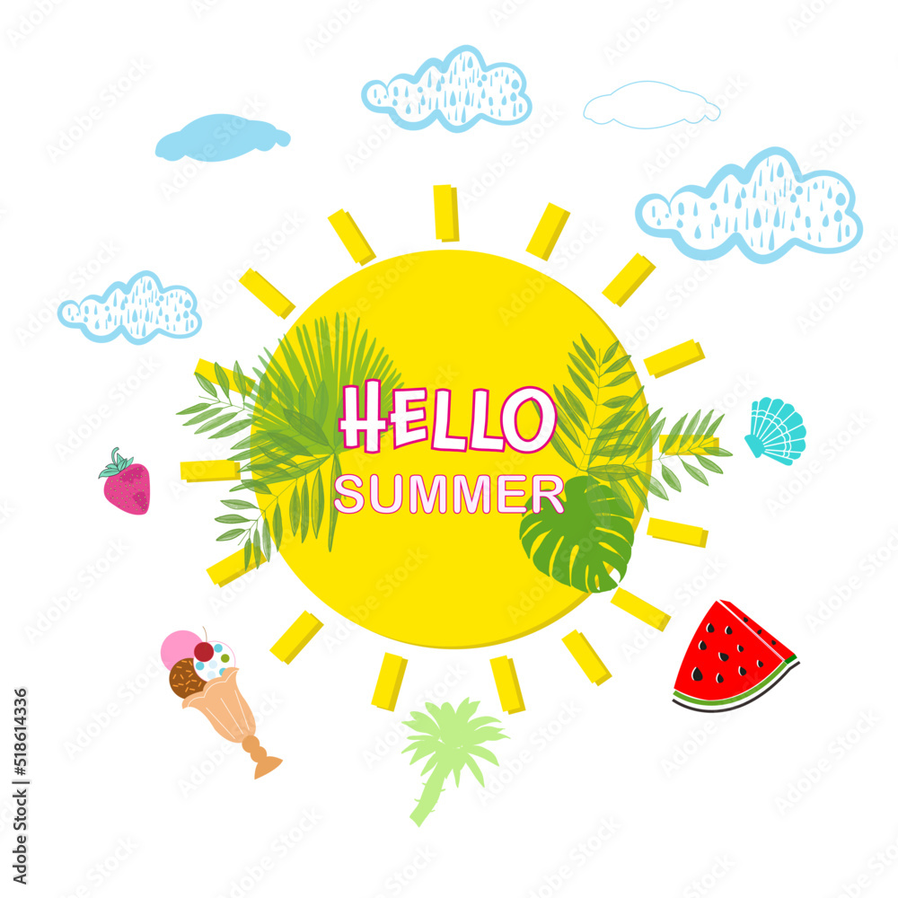 Hello Summer banner design vector illustration Stock Vector | Adobe Stock