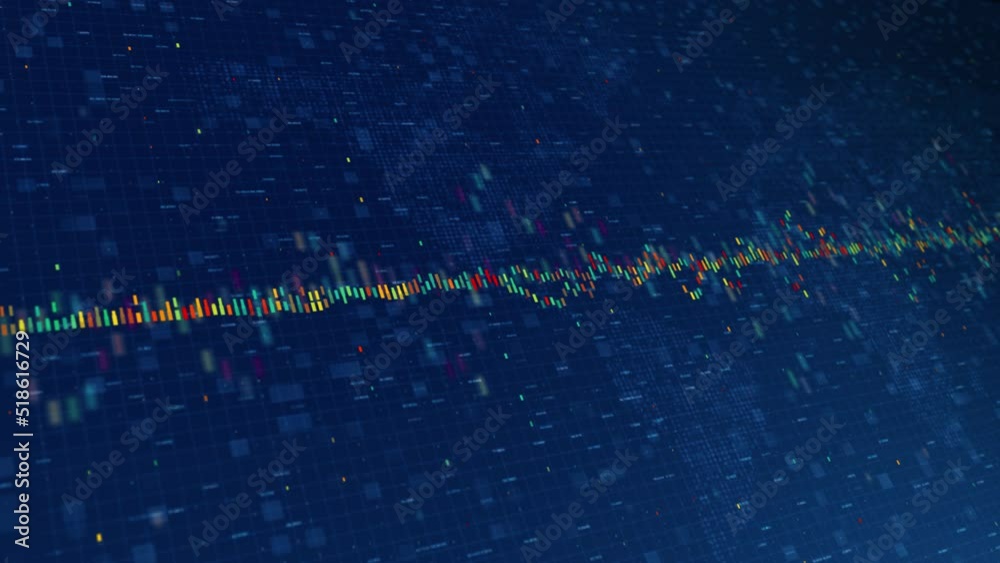 Digital 3d financial chart animation showing the growing value of the ...